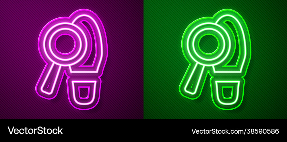 Glowing neon line magnifying glass with footsteps Vector Image