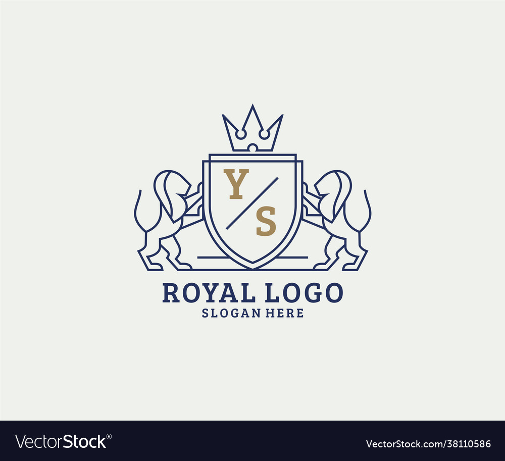 Initial ys letter lion royal luxury logo template Vector Image