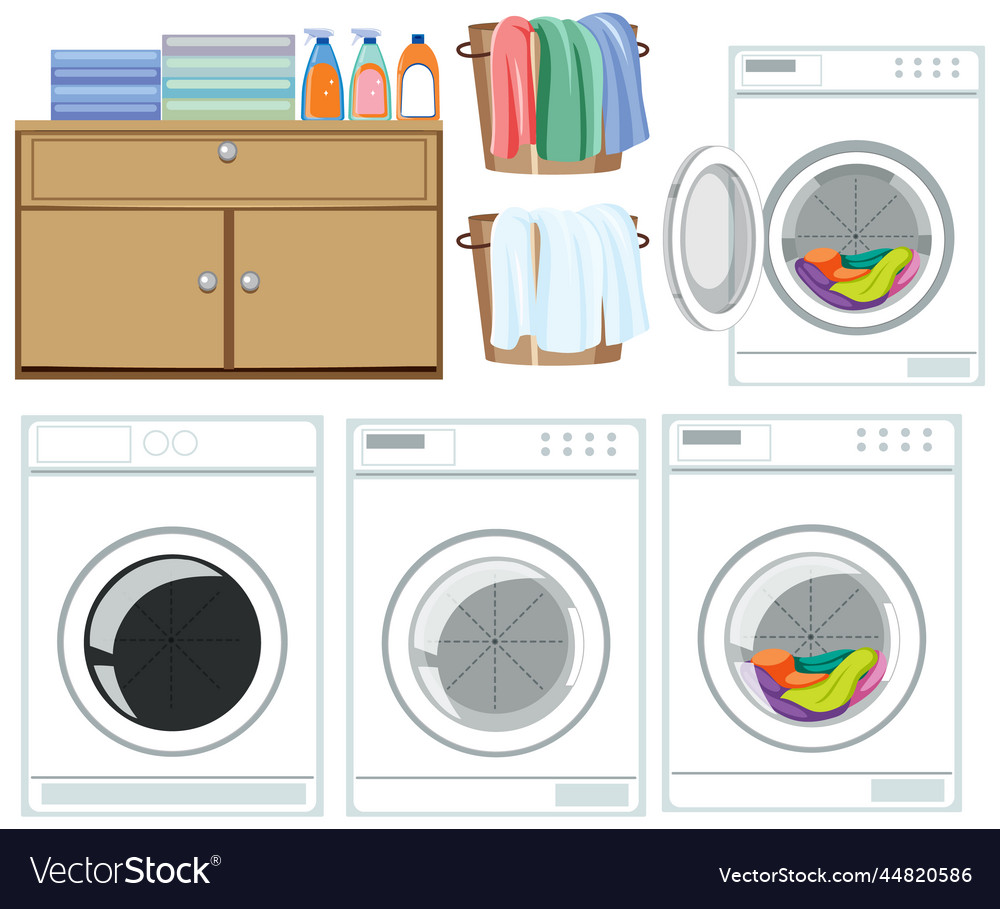 Laundry room objects set Royalty Free Vector Image