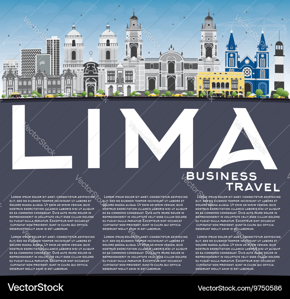 Lima skyline with gray buildings blue sky Vector Image
