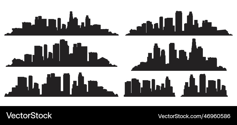 Metropolis skyline set stickers monochrome Vector Image
