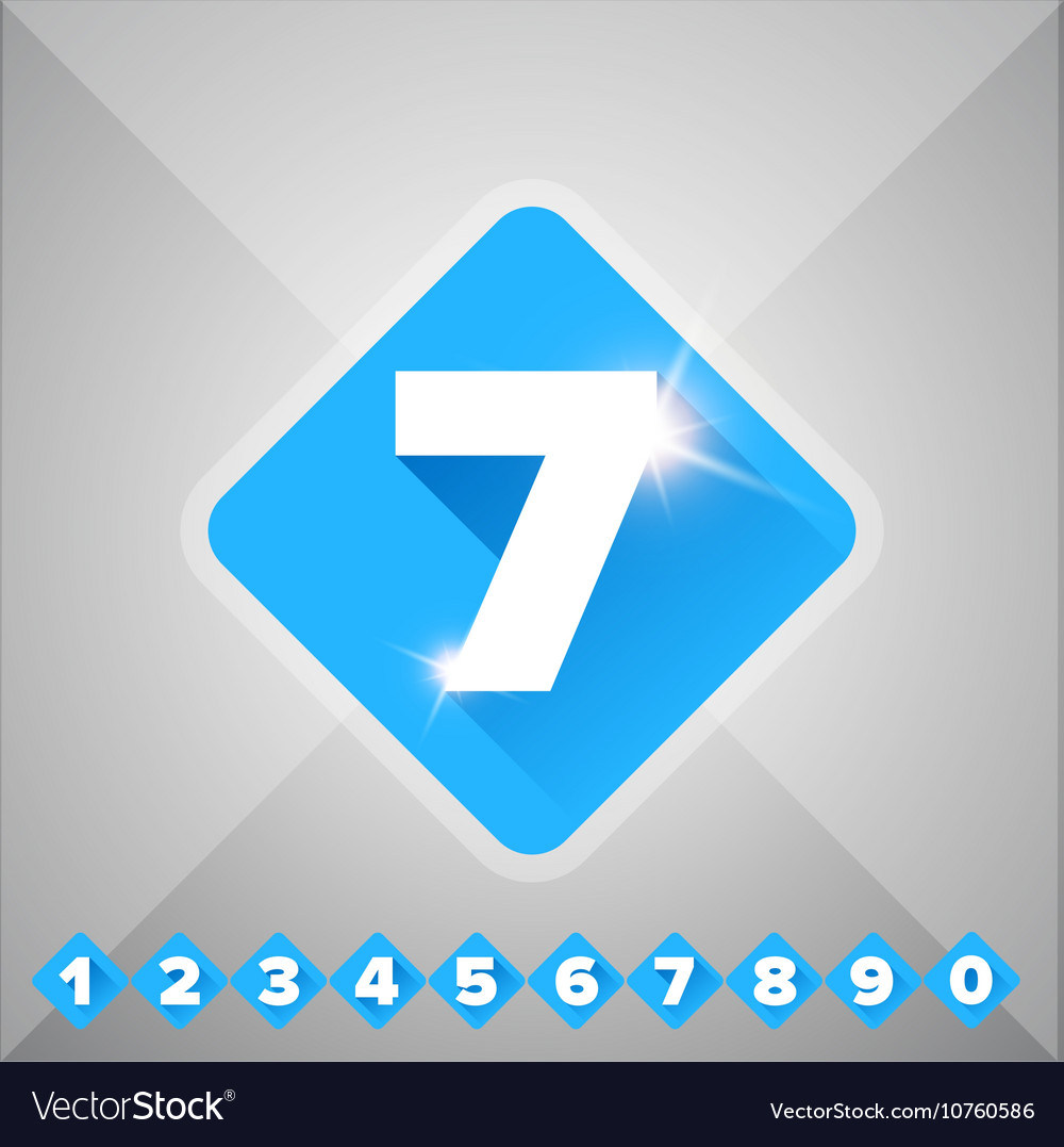Number set blue - flat design Royalty Free Vector Image