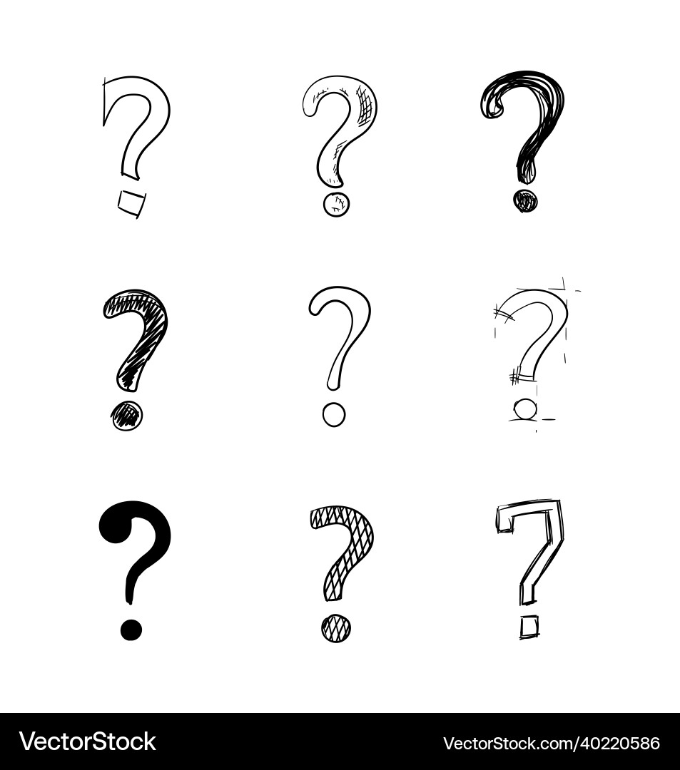 Set of handdrawn questions marks isolated Vector Image