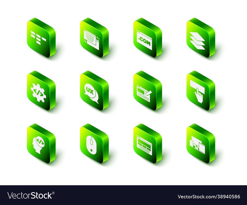 Set ui or ux design layers keyboard monitor Vector Image