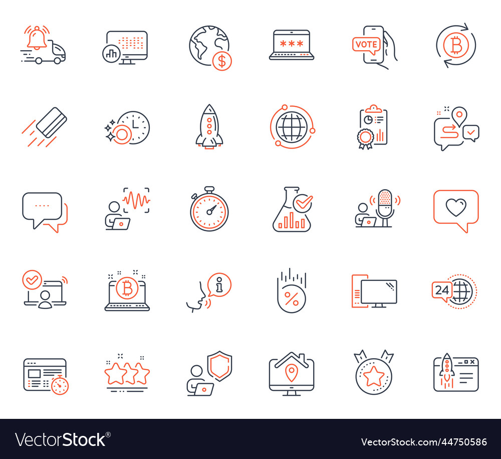 Technology icons set included icon as 24h service Vector Image