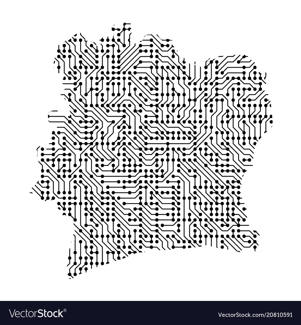 Abstract schematic map of ivory coast from Vector Image