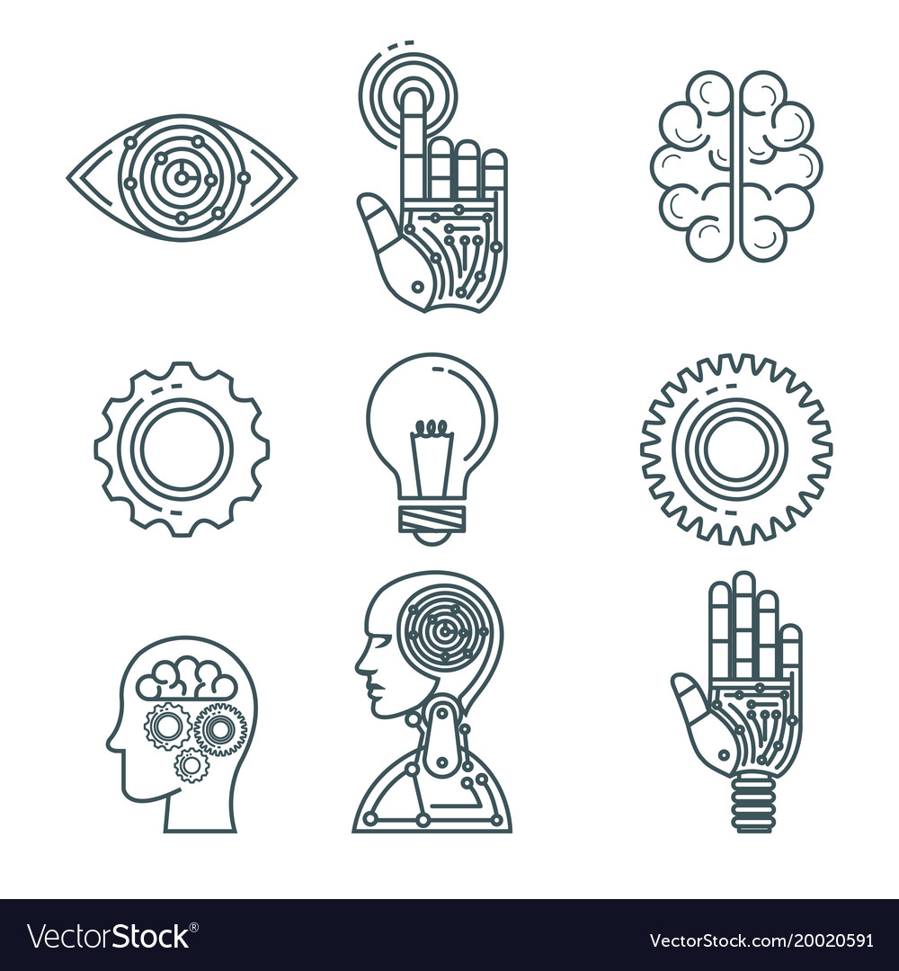 Artificial intelligence technology set icons Vector Image