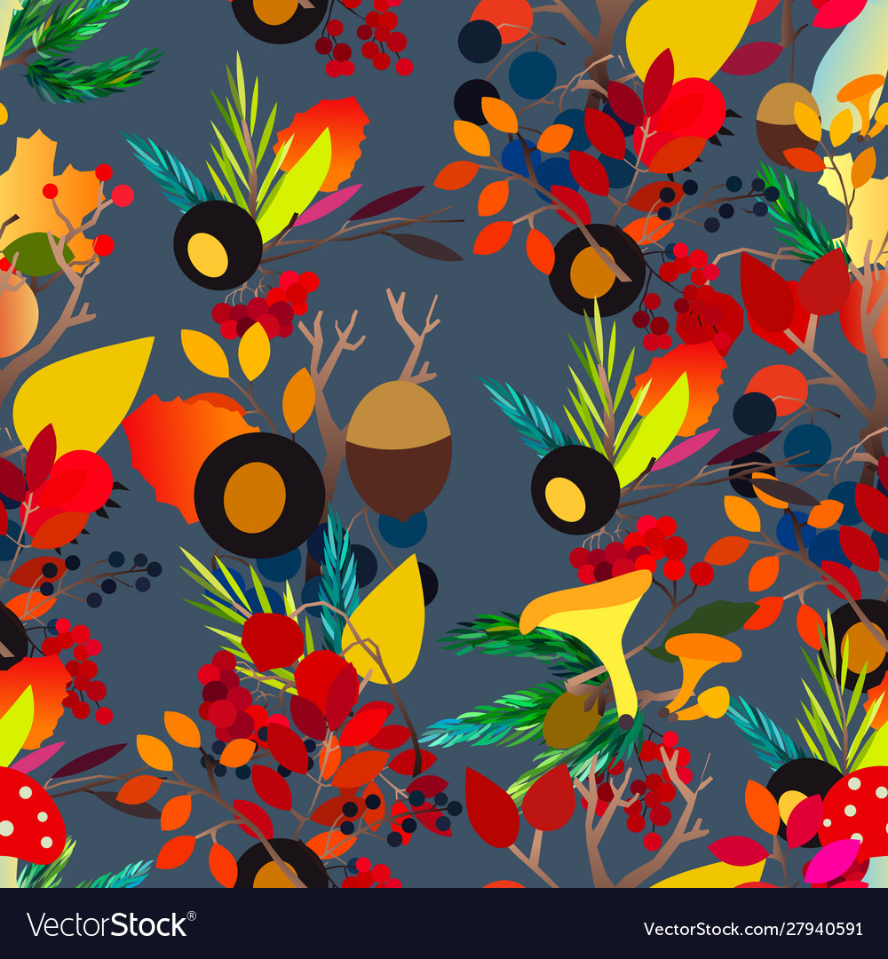 Autumn seamless pattern with berries Royalty Free Vector