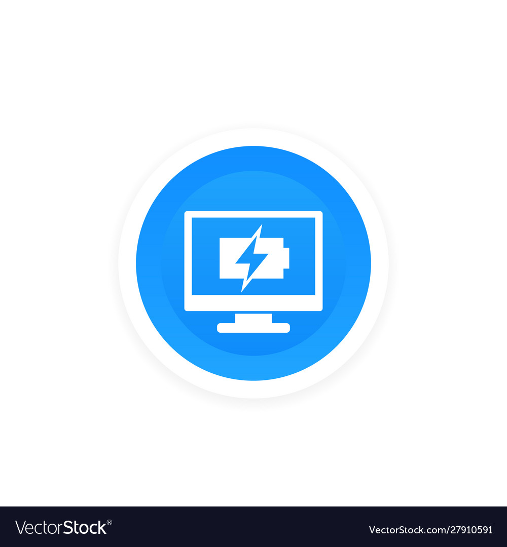 Charging battery on computer screen icon Vector Image