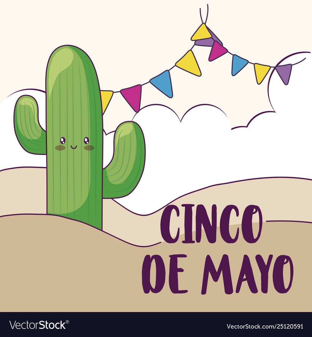 Cinco de mayo celebration with cactus Royalty Free Vector