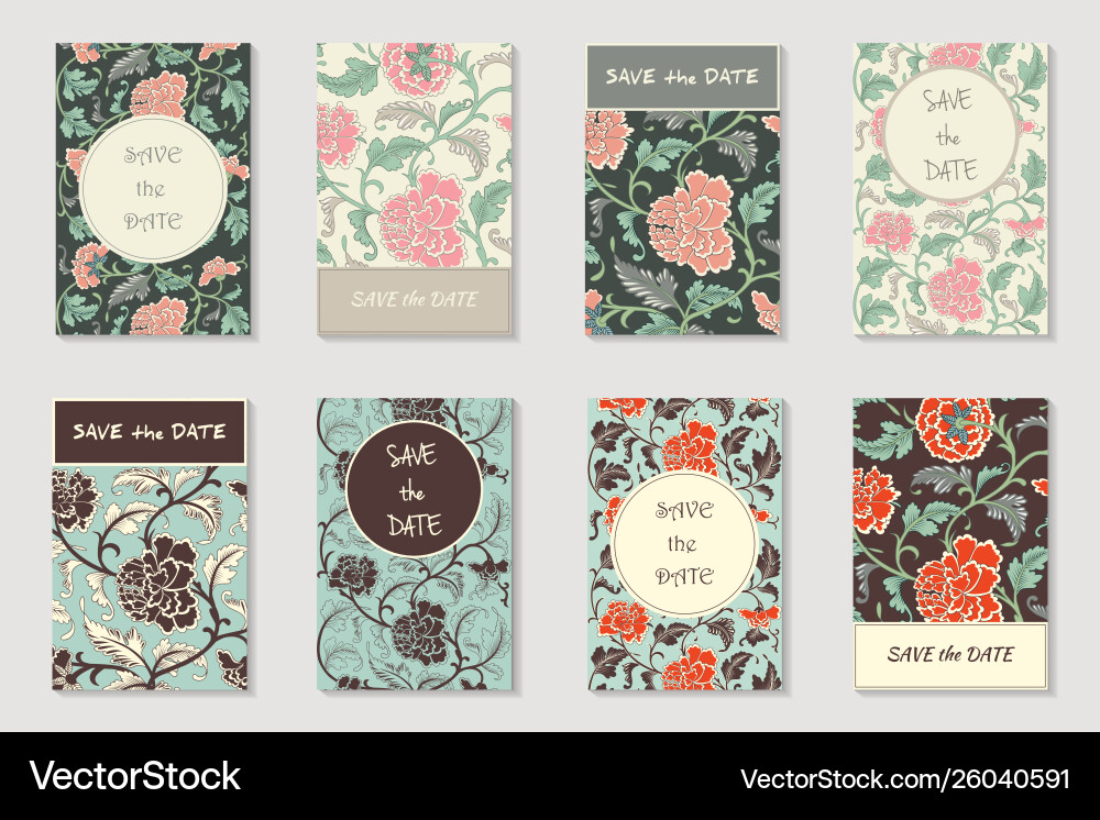 Collection 8 greeting invitation cards or Vector Image