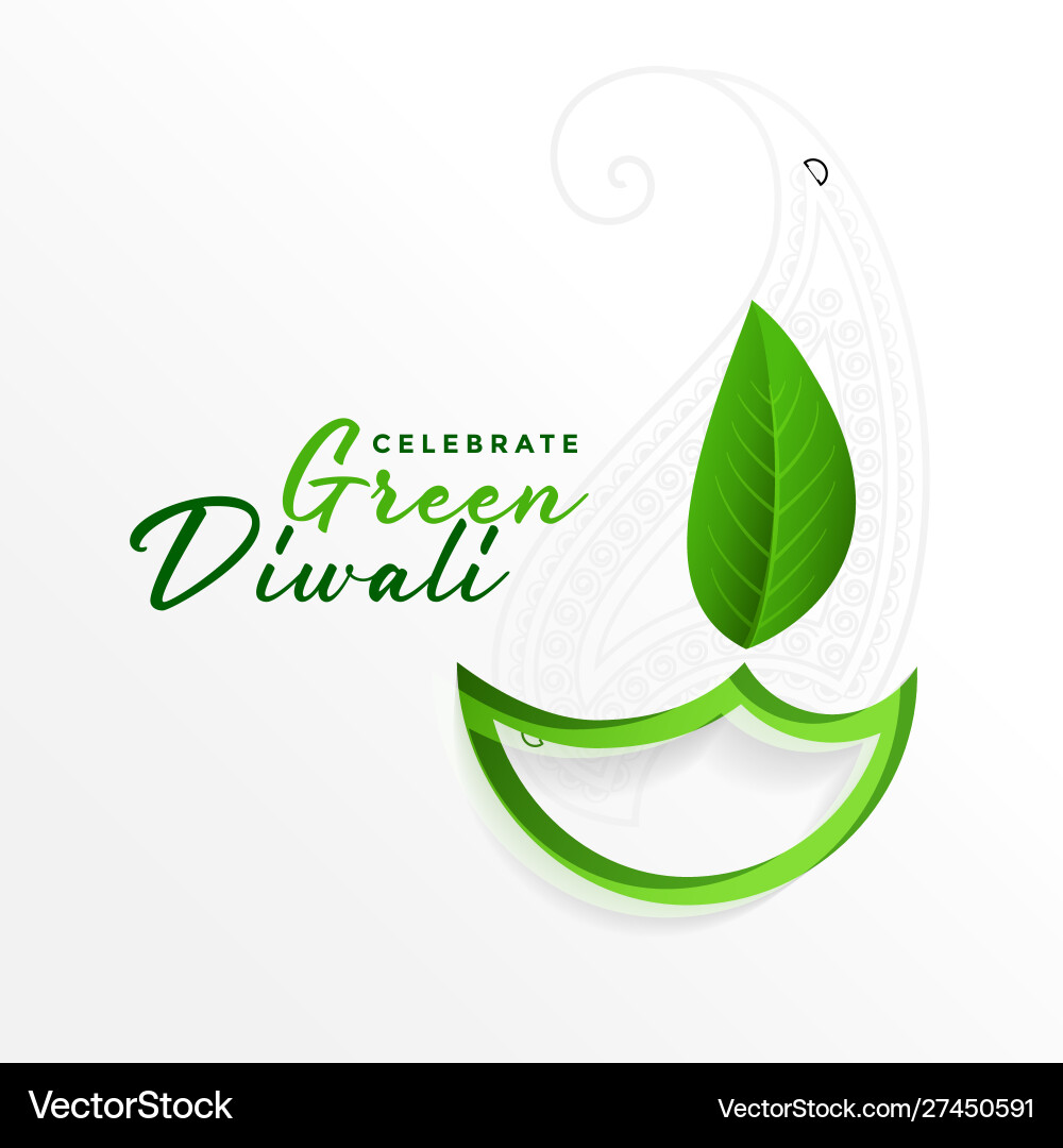 Creative green diya design for eco diwali Vector Image
