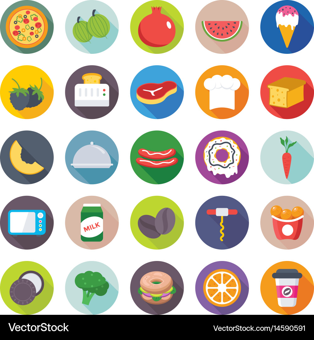 Food flat icons 5 Royalty Free Vector Image - VectorStock