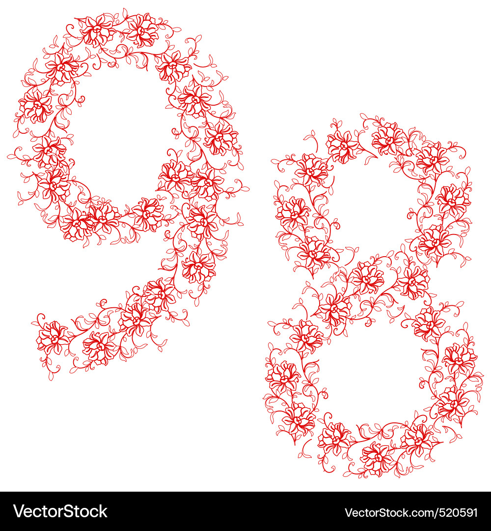 Hand drawing ornamental alphabet letter 89 Vector Image
