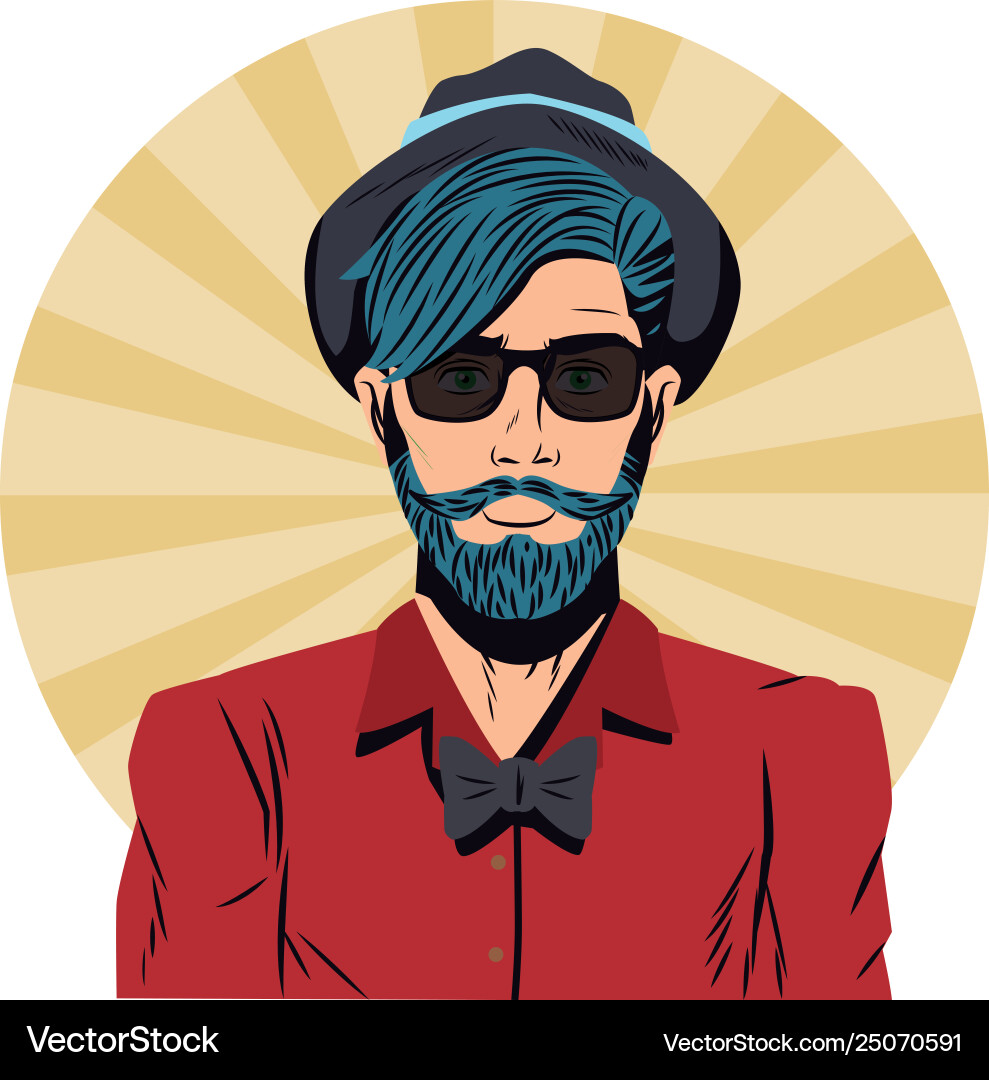Hipster man pop art cartoon Royalty Free Vector Image