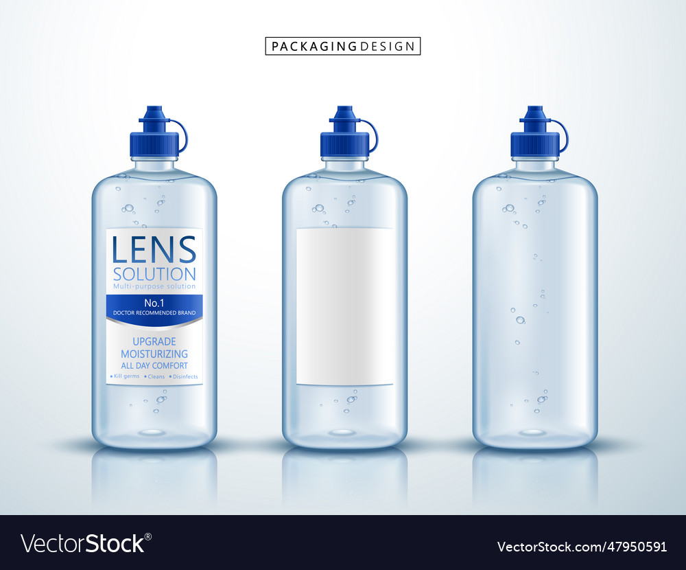 Lens solution package design Royalty Free Vector Image