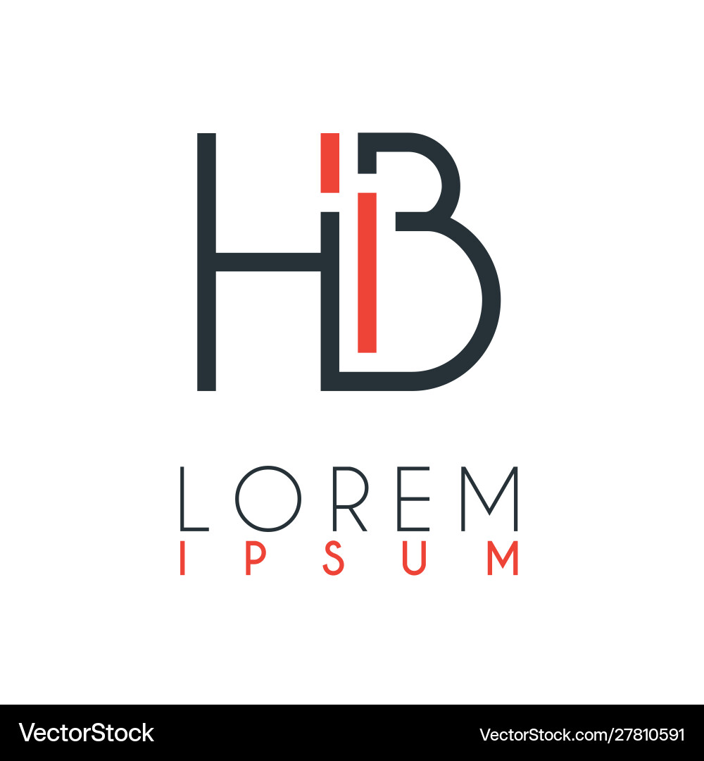 Logo between letter h and b or hb Royalty Free Vector Image