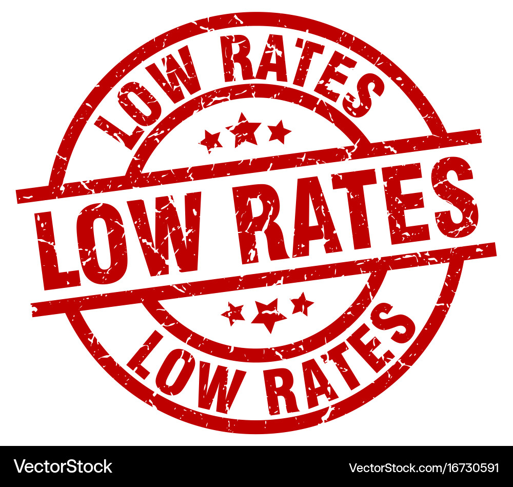 Low rates round red grunge stamp Royalty Free Vector Image