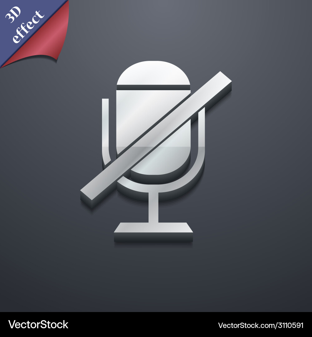 No microphone icon symbol 3d style trendy modern Vector Image