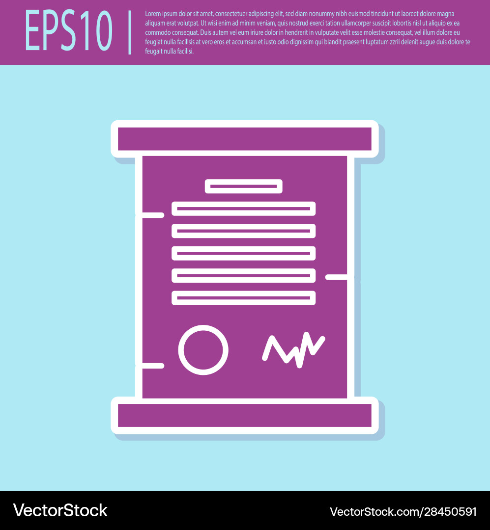 Retro purple decree paper parchment scroll icon Vector Image