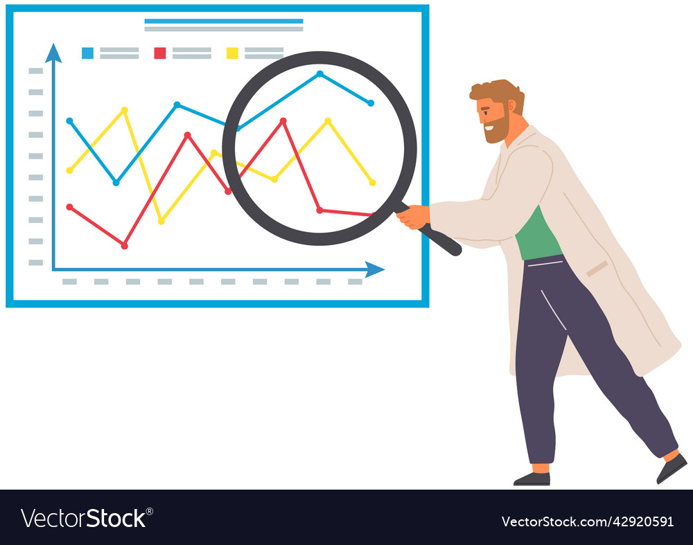 Scientist works with data analytics and research Vector Image
