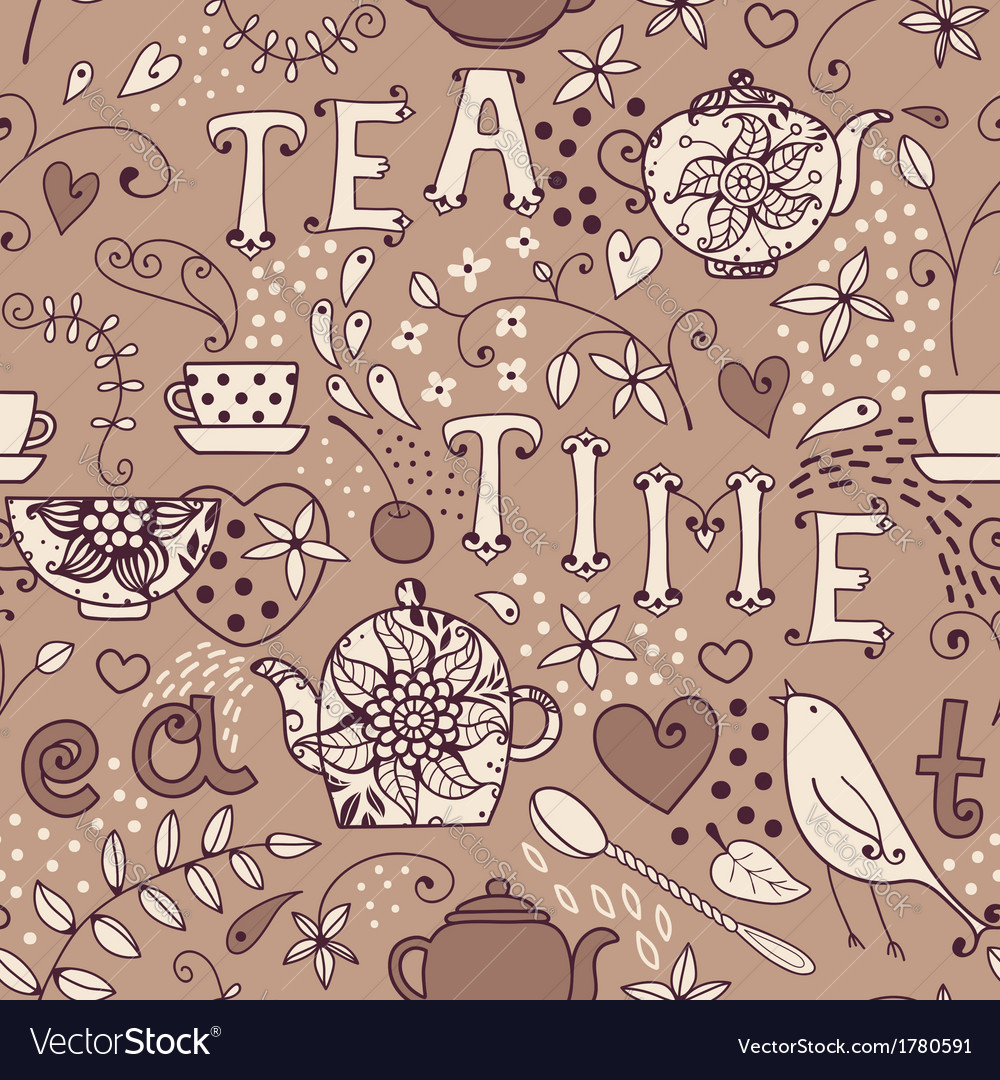 Seamless pattern - tea time Royalty Free Vector Image