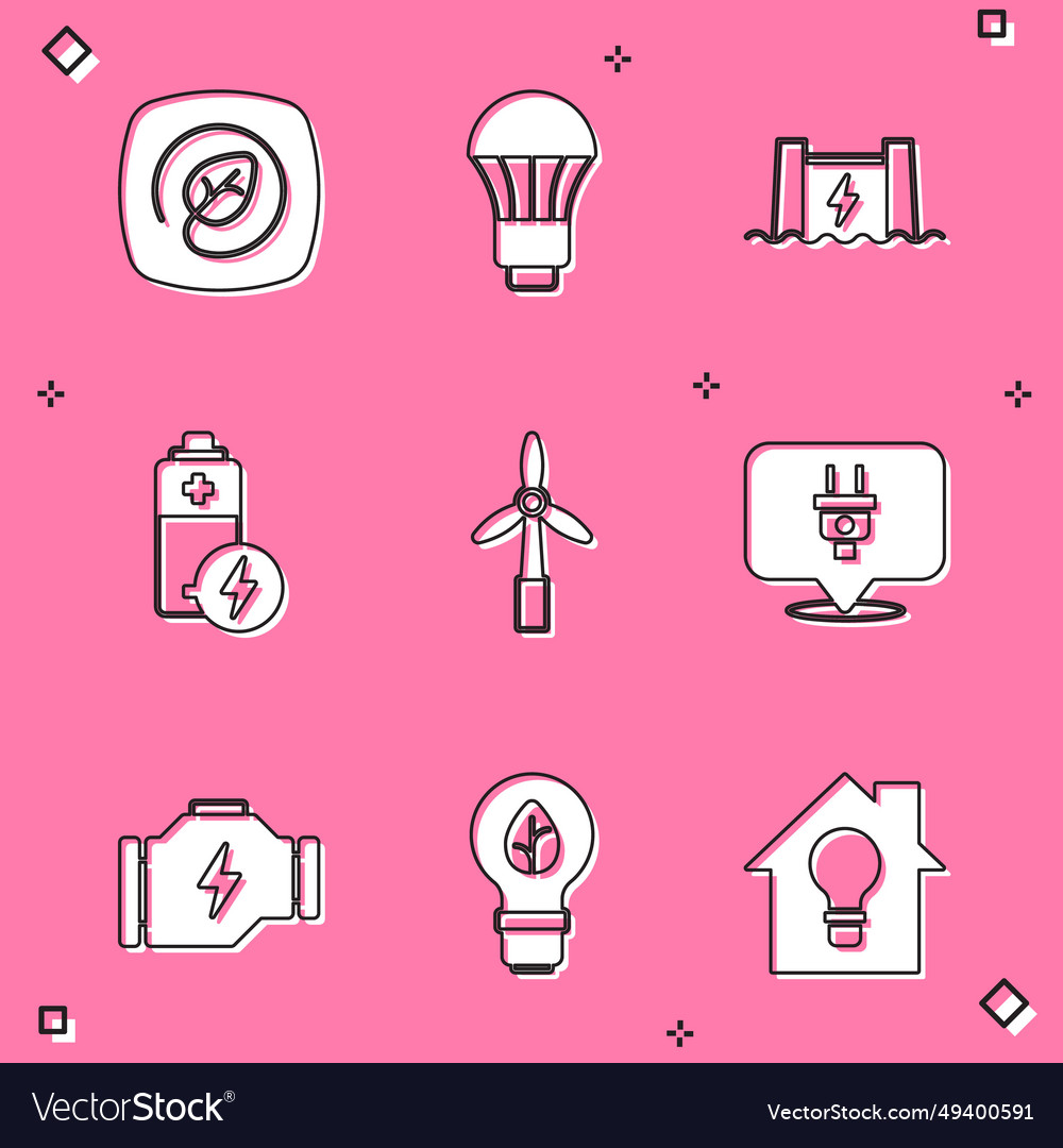 Set location with leaf led light bulb Royalty Free Vector