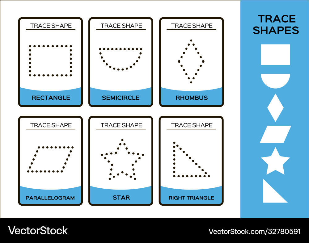 Trace shapes 2d baisc geometrical shapes Vector Image