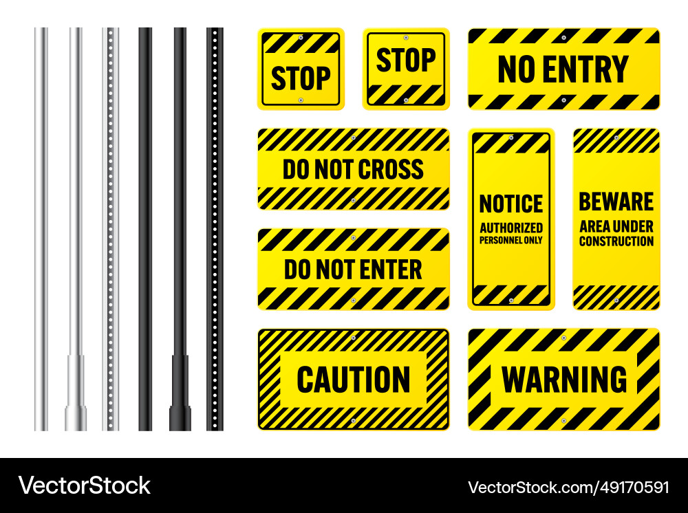 Warning danger signs attention banners with Vector Image