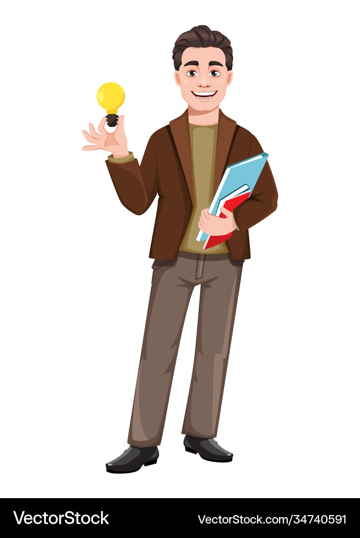 Young handsome business man in flat style Vector Image