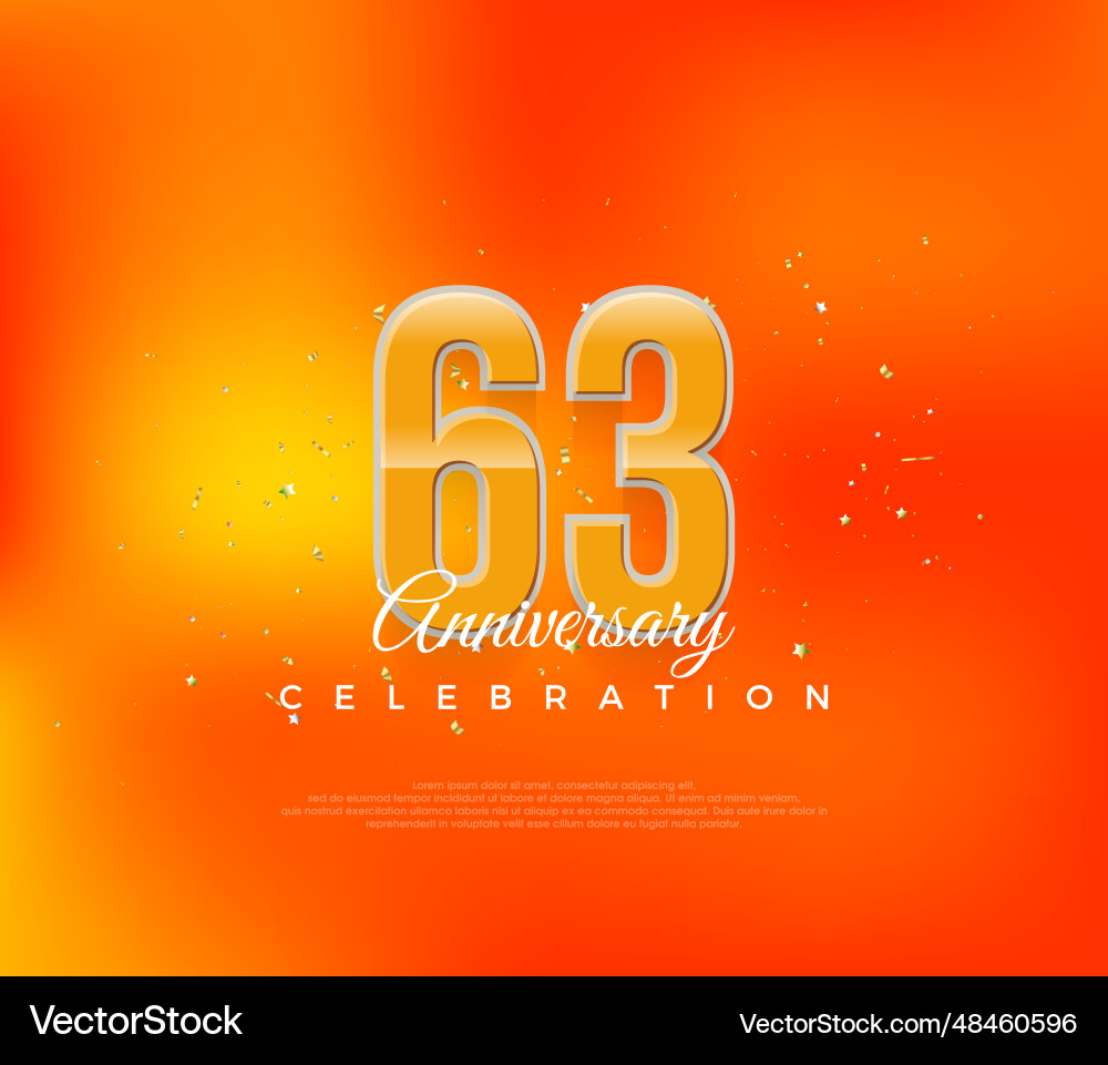 63rd anniversary with a luxurious orange color Vector Image