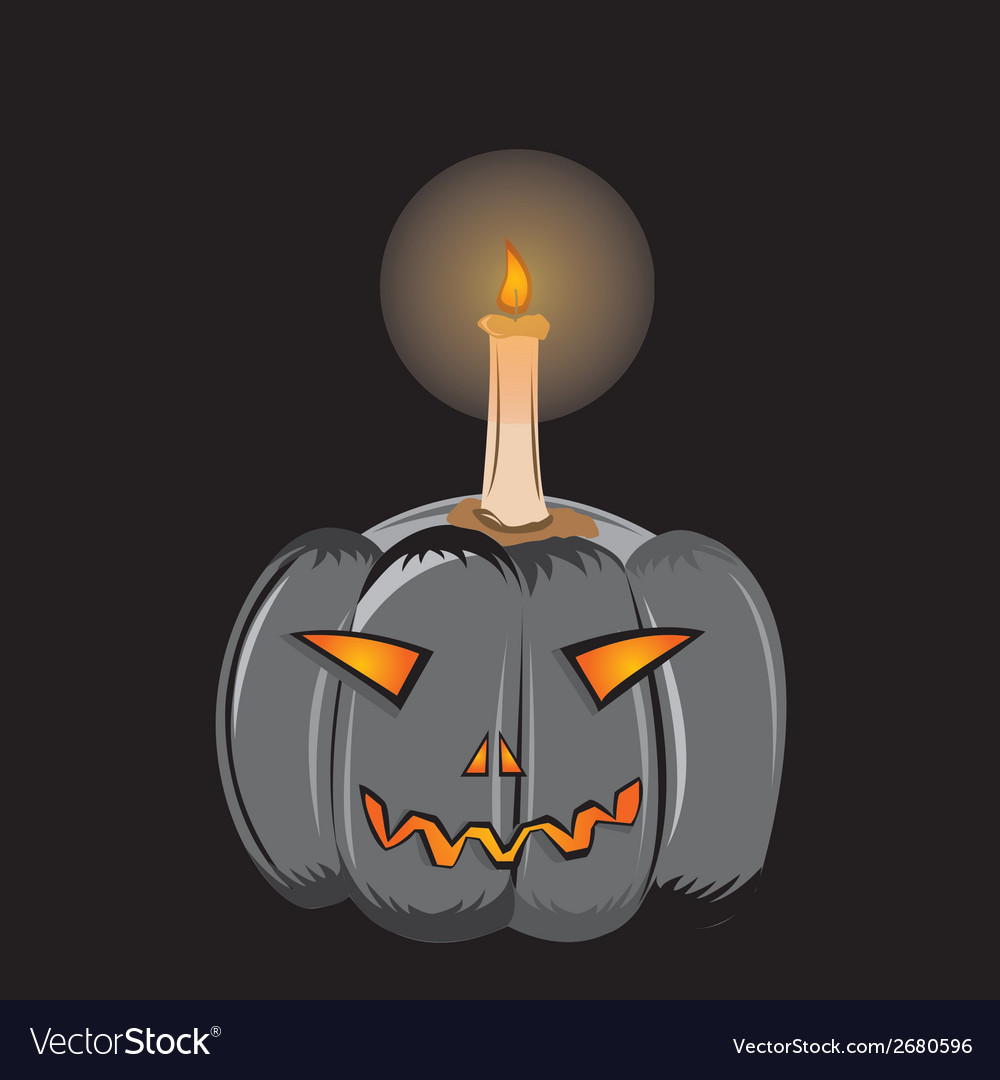 A scary pumpkin with candle in black Royalty Free Vector