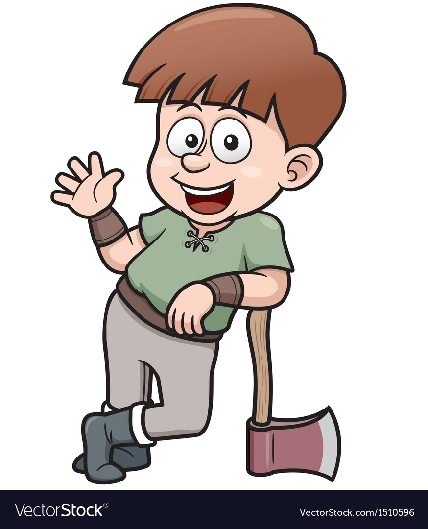 Boy with axe Royalty Free Vector Image - VectorStock