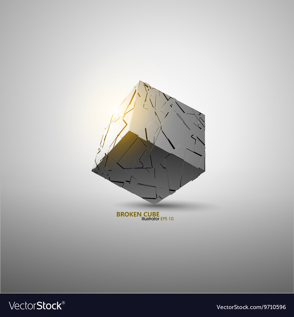 Broken cube Royalty Free Vector Image - VectorStock