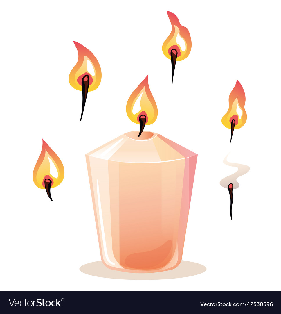 Candle flame fire different variations Royalty Free Vector