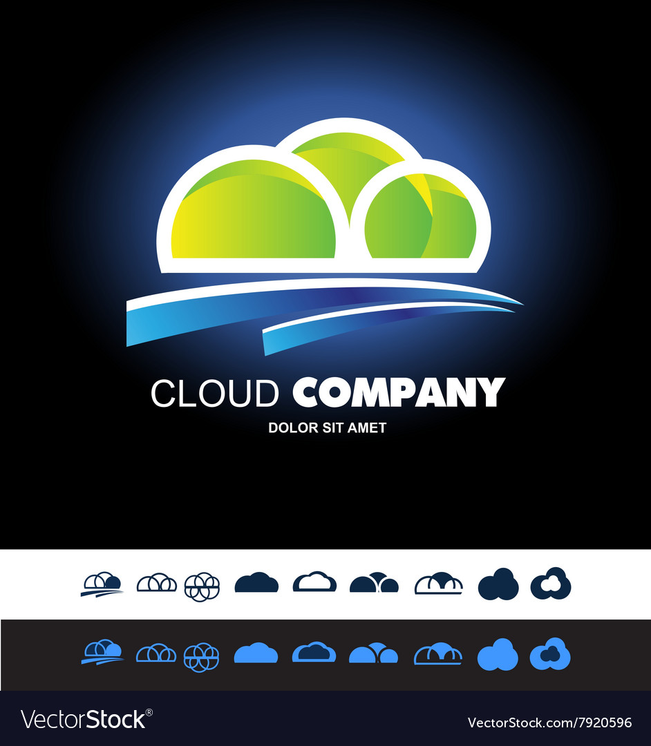 Cloud hosting storage logo icon set Royalty Free Vector