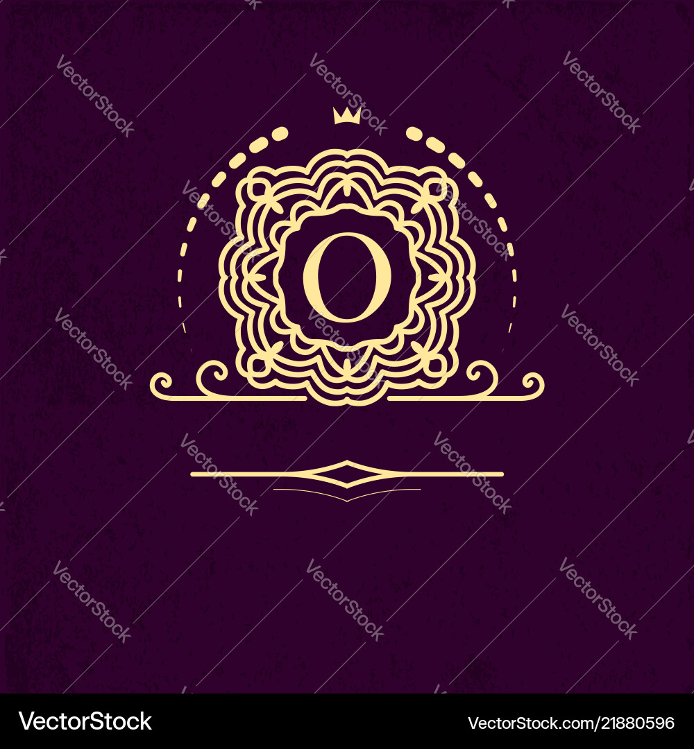 Elegant frame monogram with the letter o gold Vector Image