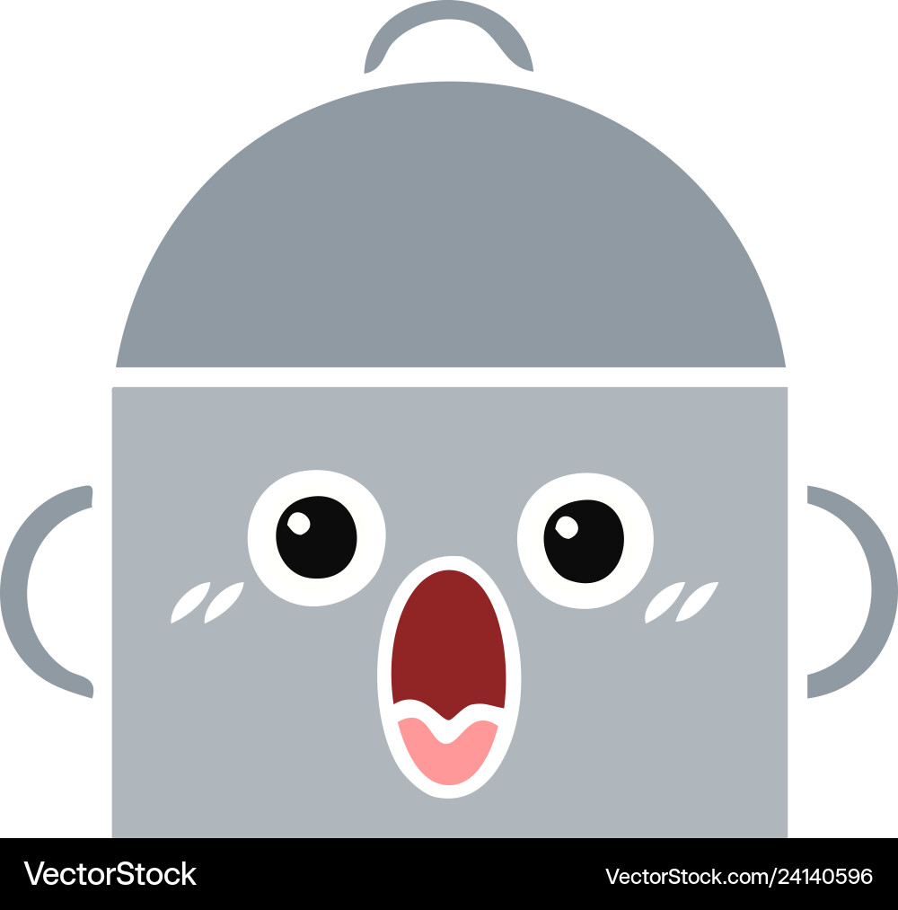 Flat color retro cartoon cooking pot Royalty Free Vector