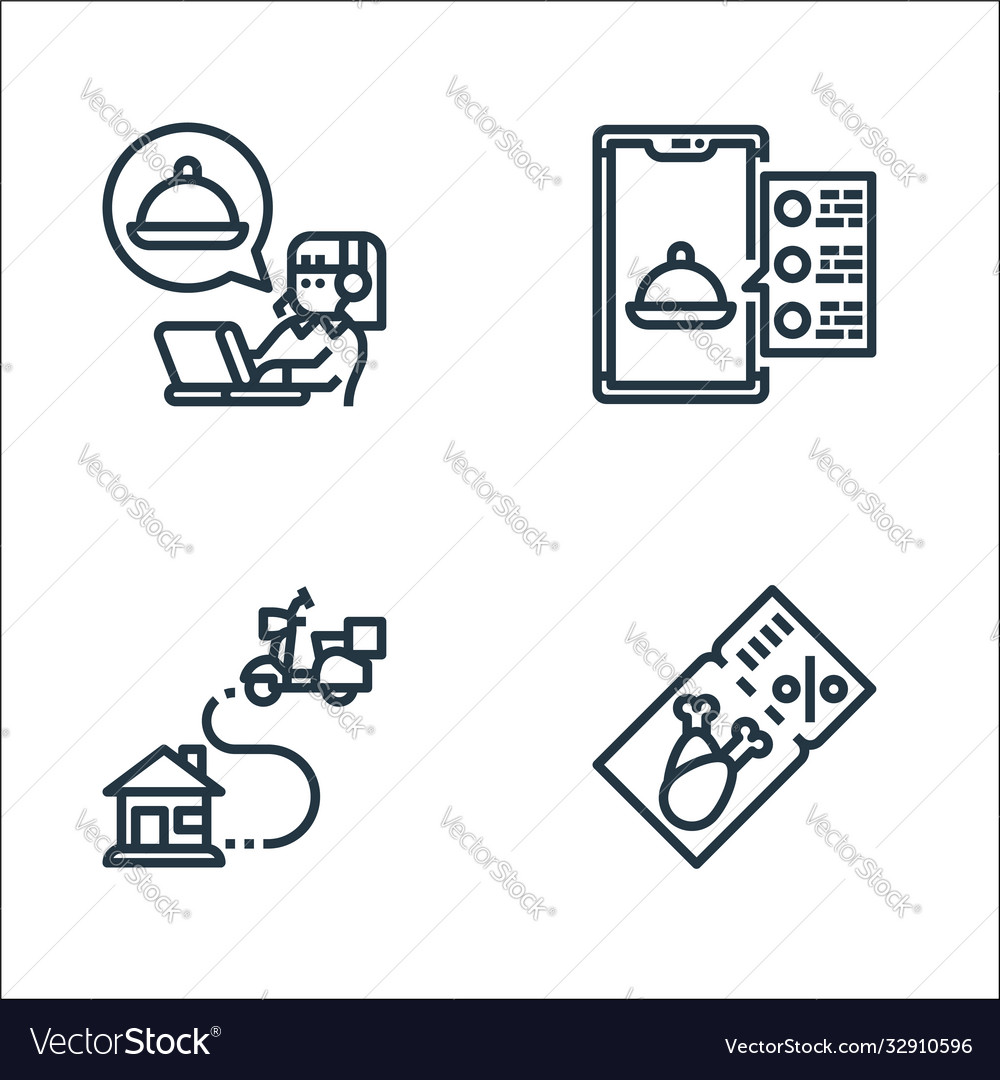 Food delivery line icons linear set quality line Vector Image