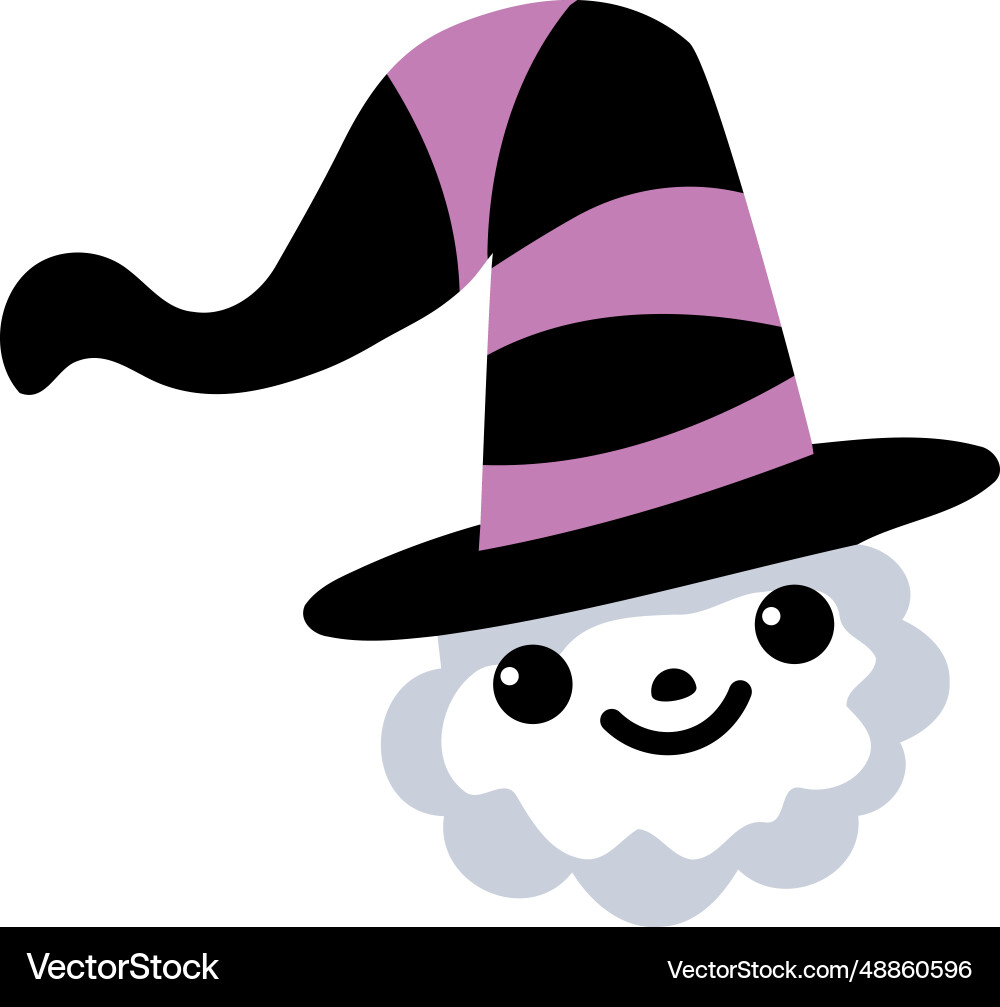 Halloween cute ghost with cap Royalty Free Vector Image