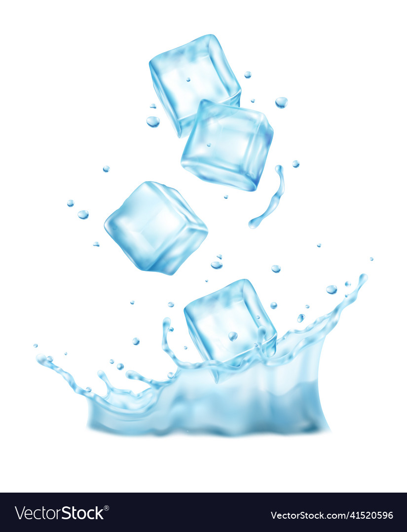 Ice cubes realistic composition Royalty Free Vector Image