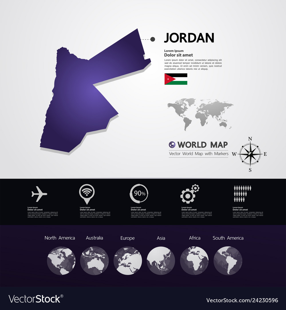 Jordan map Royalty Free Vector Image - VectorStock