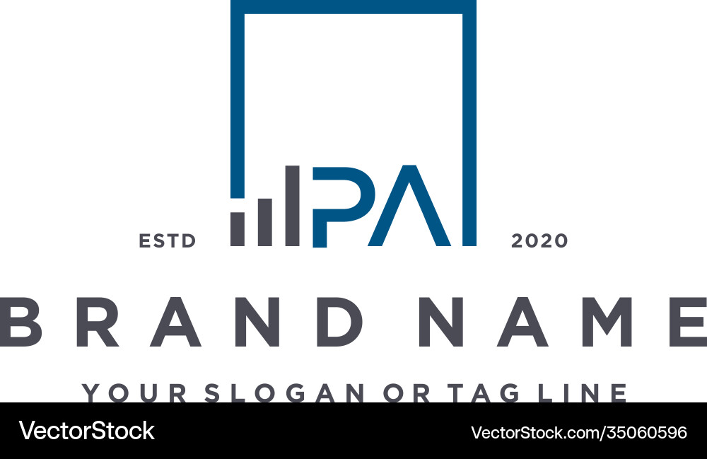 Letter pa square logo finance design Royalty Free Vector