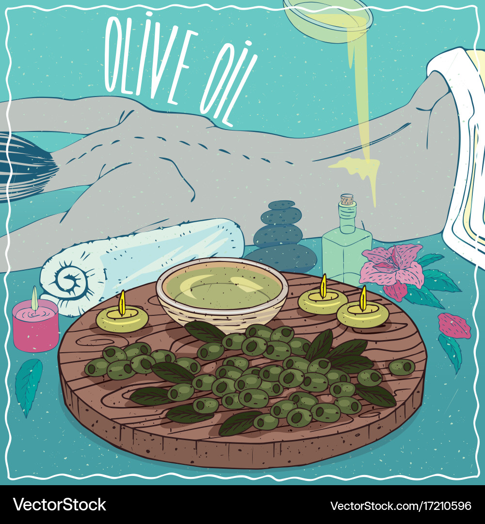 Olive oil used for body massage Royalty Free Vector Image
