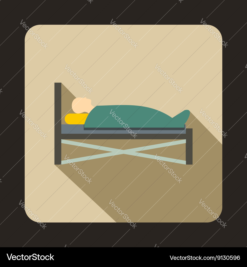 Patient in bed in hospital icon flat style Vector Image