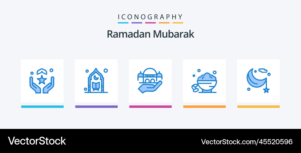 Ramadan blue 5 icon pack including fast date Vector Image