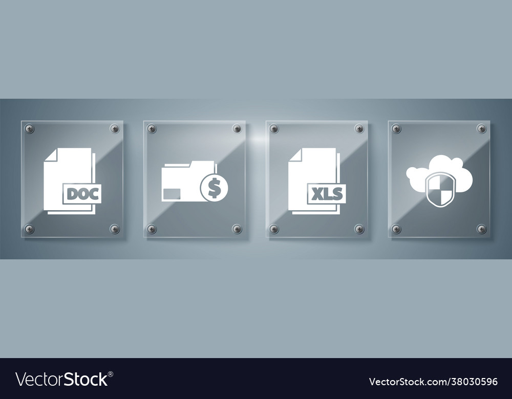 Set cloud and shield xls file document finance Vector Image Set cloud and shield xls file document finance Vector Image
