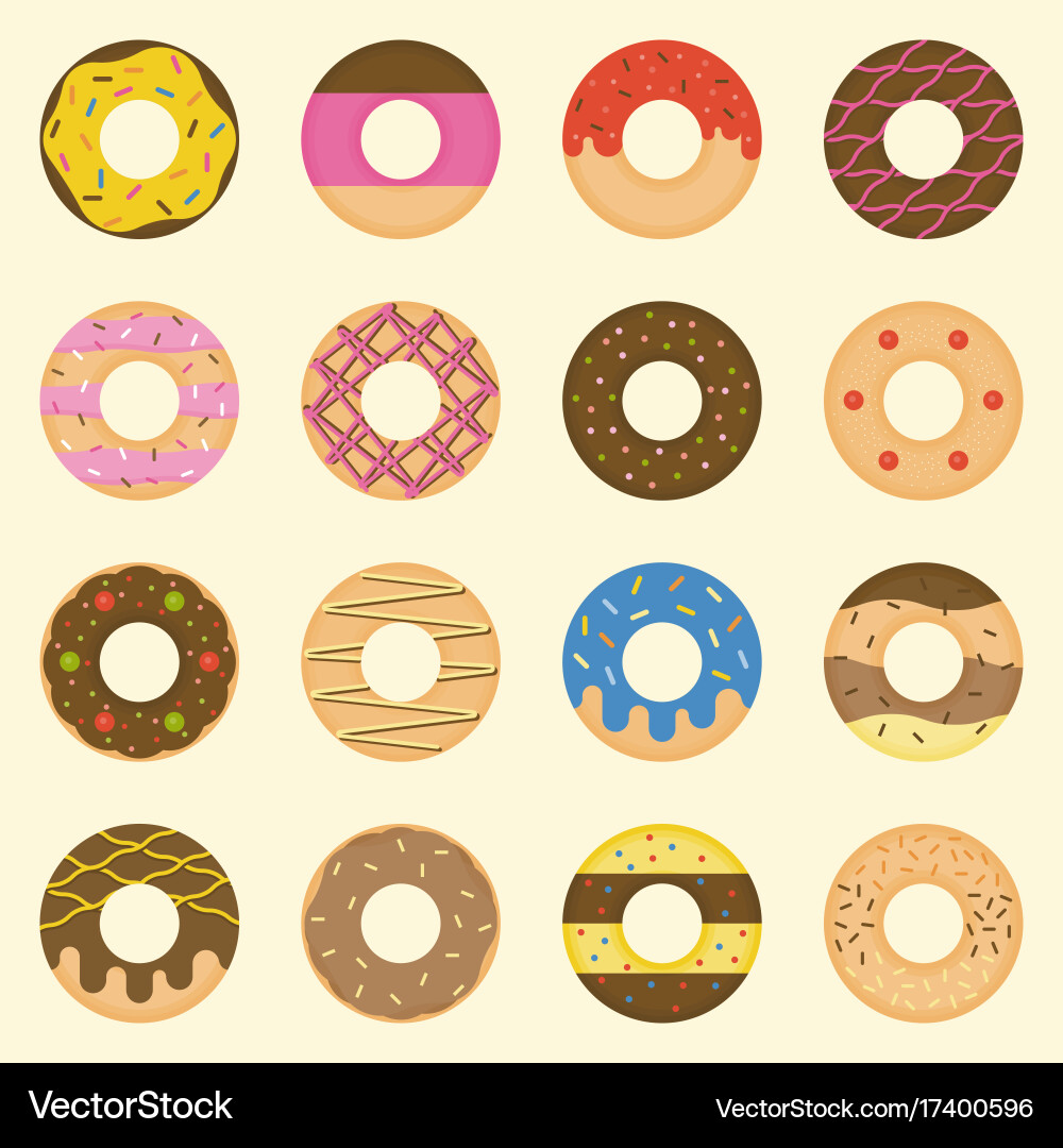 Set of donut collection icon Royalty Free Vector Image