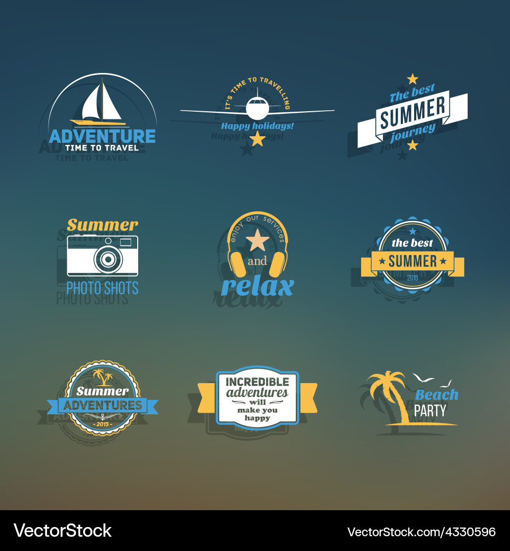 Set of summer retro design elements vintage Vector Image