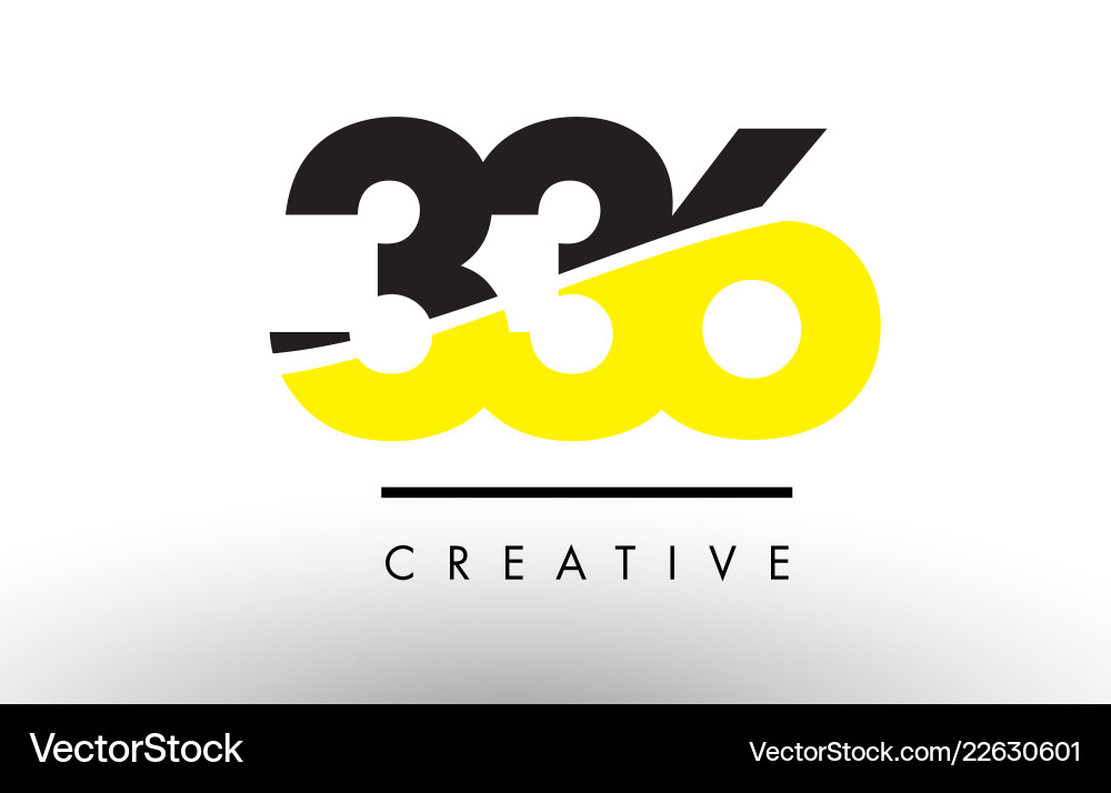 336 black and yellow number logo design Royalty Free Vector